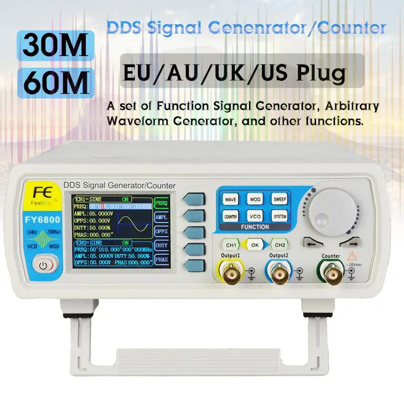 60MHz Double Channel Arbitrary Waveform Signal Generator Frequency ...