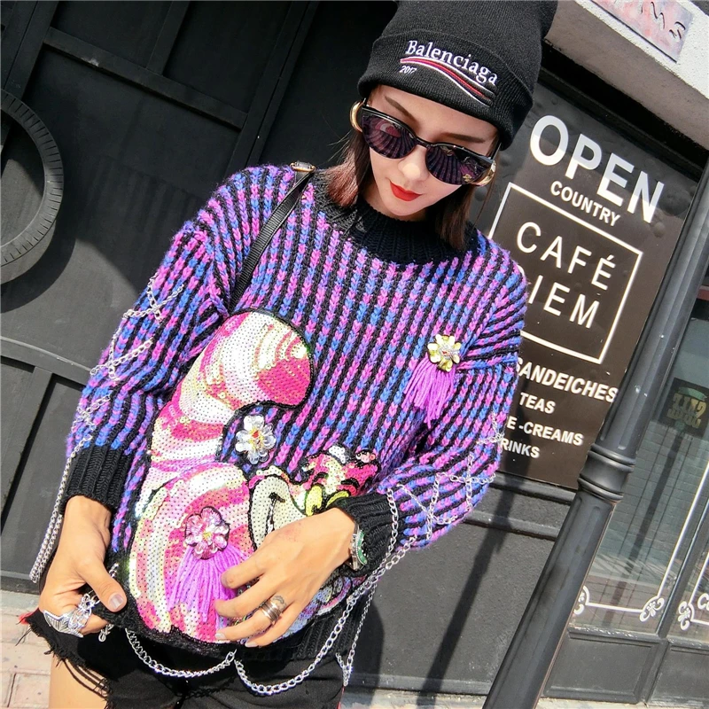 MUMUZI высококачественный зимний женский фиолетовый свитер толстый ...