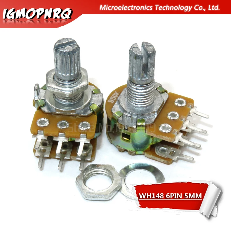 Potentiometers 5Pcs B1M 1M WH148 15mm 6 Pin Dual Stereo Linear ...