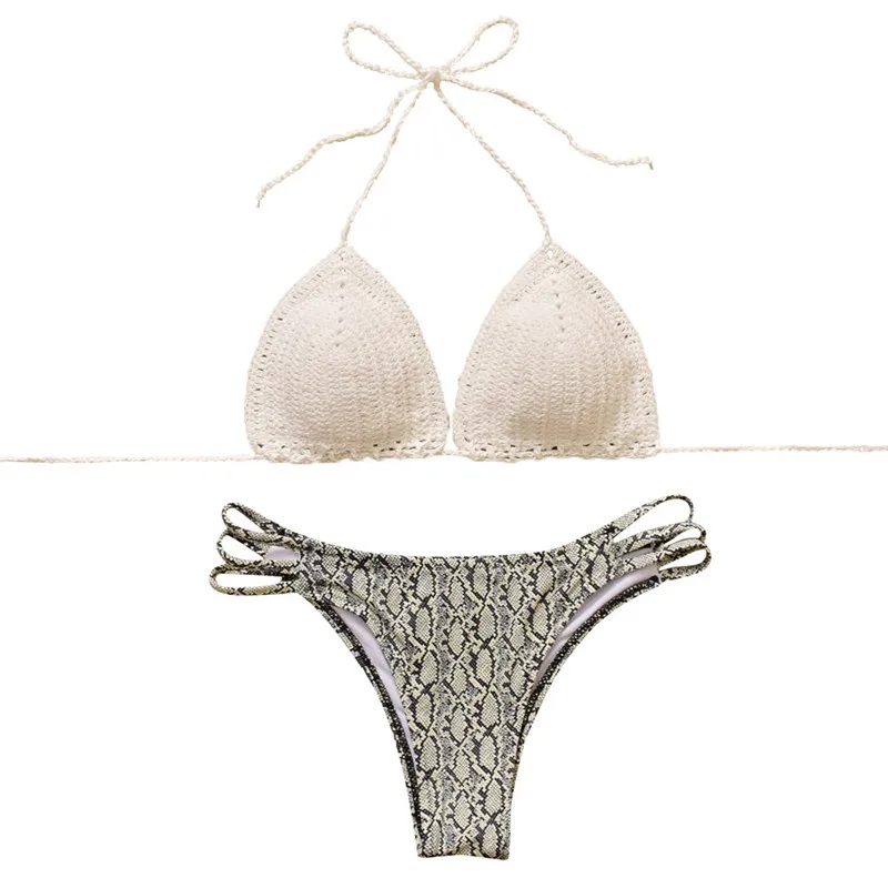Snowshine3 Ylw 2017 Summer Womens Sexy Bikini Swimsuit Knitting