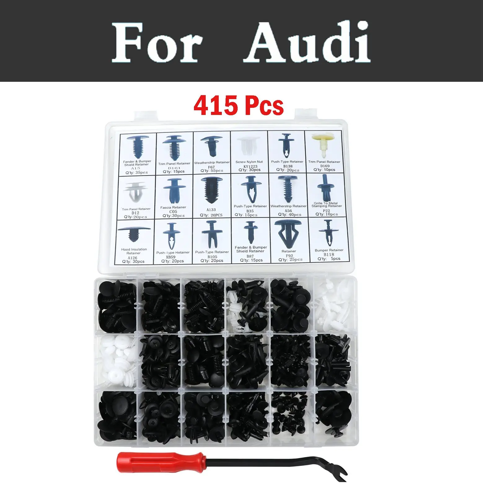 18most Popular Sizes 415pcs Plastic Car Styling Push Retainer Clips Kit ...