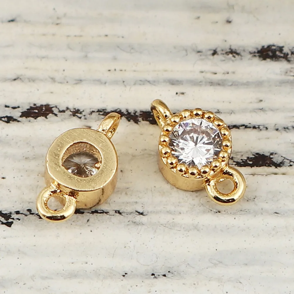 DoreenBeads медные соединители круглые 18K позолоченные прозрачные зеленые розовые стразы DIY ...