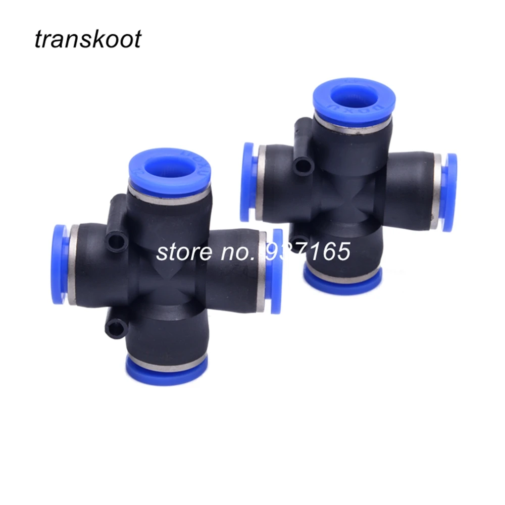 2pcs 4mm/6mm/8mm/10mm/12mm Air Fitting 4 Way 4 Port Cross Shaped ...