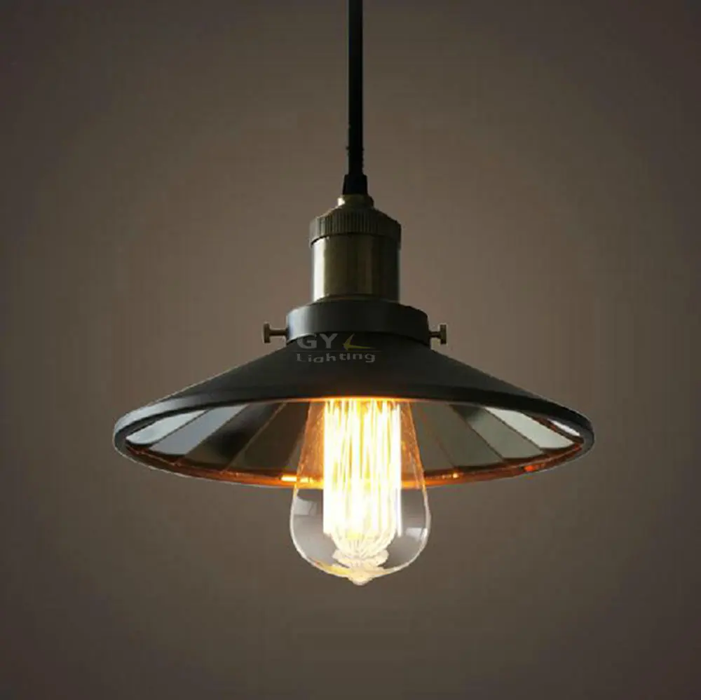 Ac110 240v D22 Metal Lampshade E27 Edison Carbon Bulb