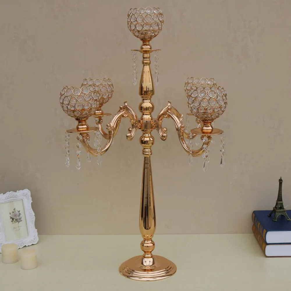 Candelabros com 5 braços de mesa, peça central de casamento ...