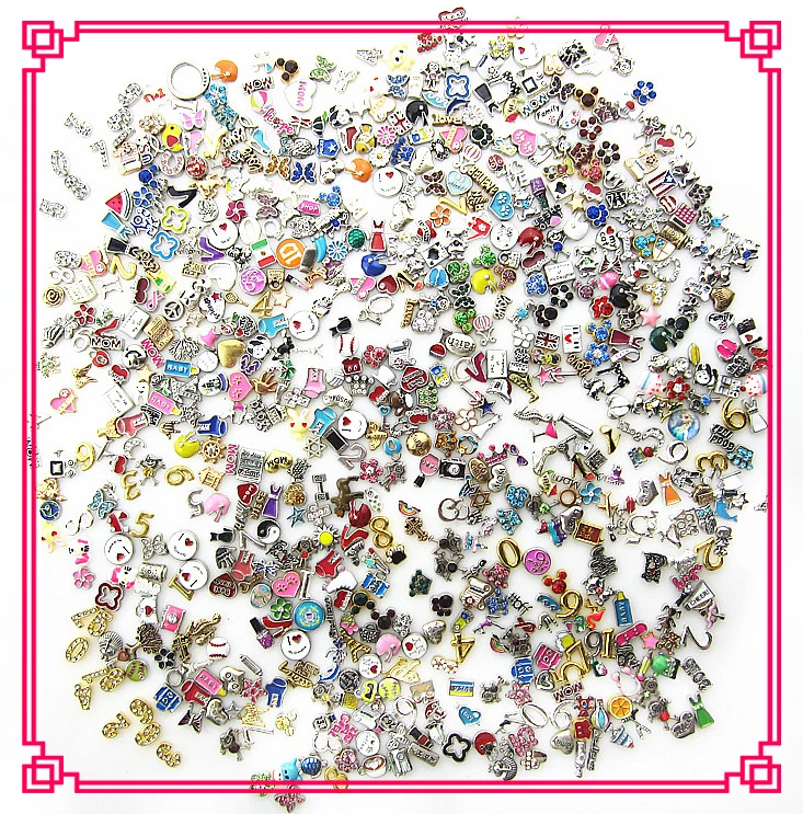 Hot Selling 50pcs/lot Mix Random Different Floating Charms Living Glass ...
