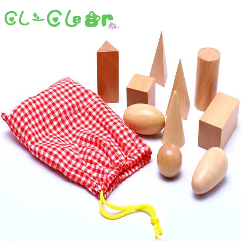 New Wooden Montessori Geometric Shapes Solids Geometry Assembling ...