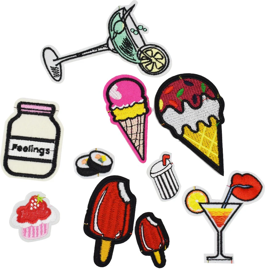 מוצר - Diy food and drink patches for clothing iron embroidered patch ...