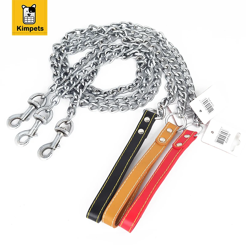 Dog Collar&Leads Dog Stainless Steel&Leather Traction Big Dog Chain ...