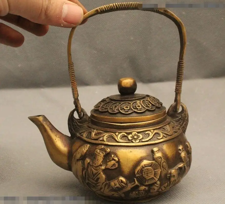 6 "chinois Folk Feng Shui chanceux huit tri grammes argent cruche d'eau ...