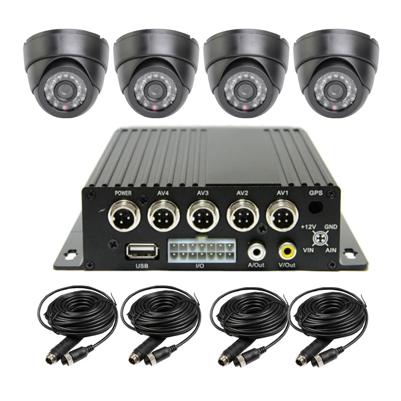 4CH 2 SD 256G Car Vehicle DVR Video Recorder Mobile DVR 4 Dome In car ...