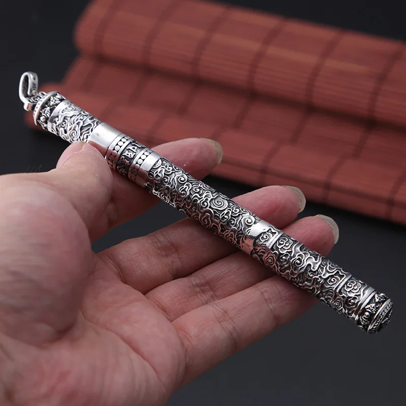 Buddha Six Words Mantra Silver Ballpoint Pen