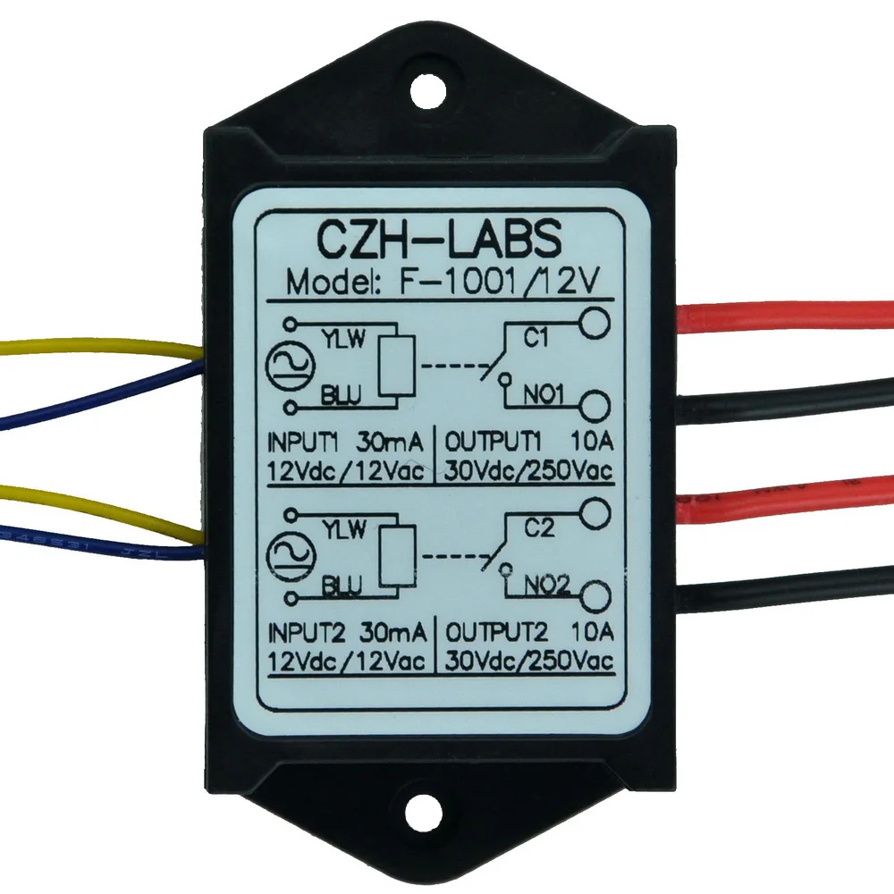 Dual Spst No 10amp Power Relay Module Ac Dc 12v Control Voltage In