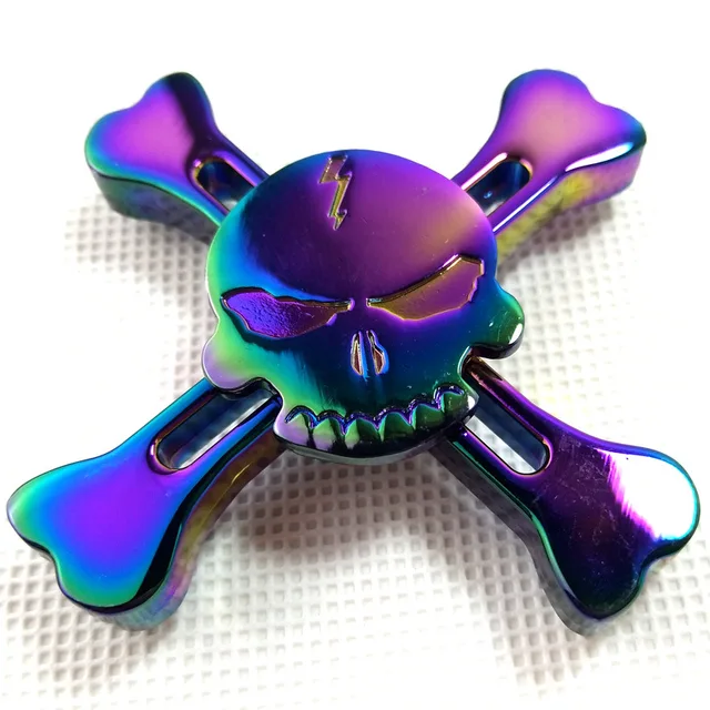 POPIGIST new color Rainbow Skull Fidget Spinner Fidget Toy EDC Hand ...