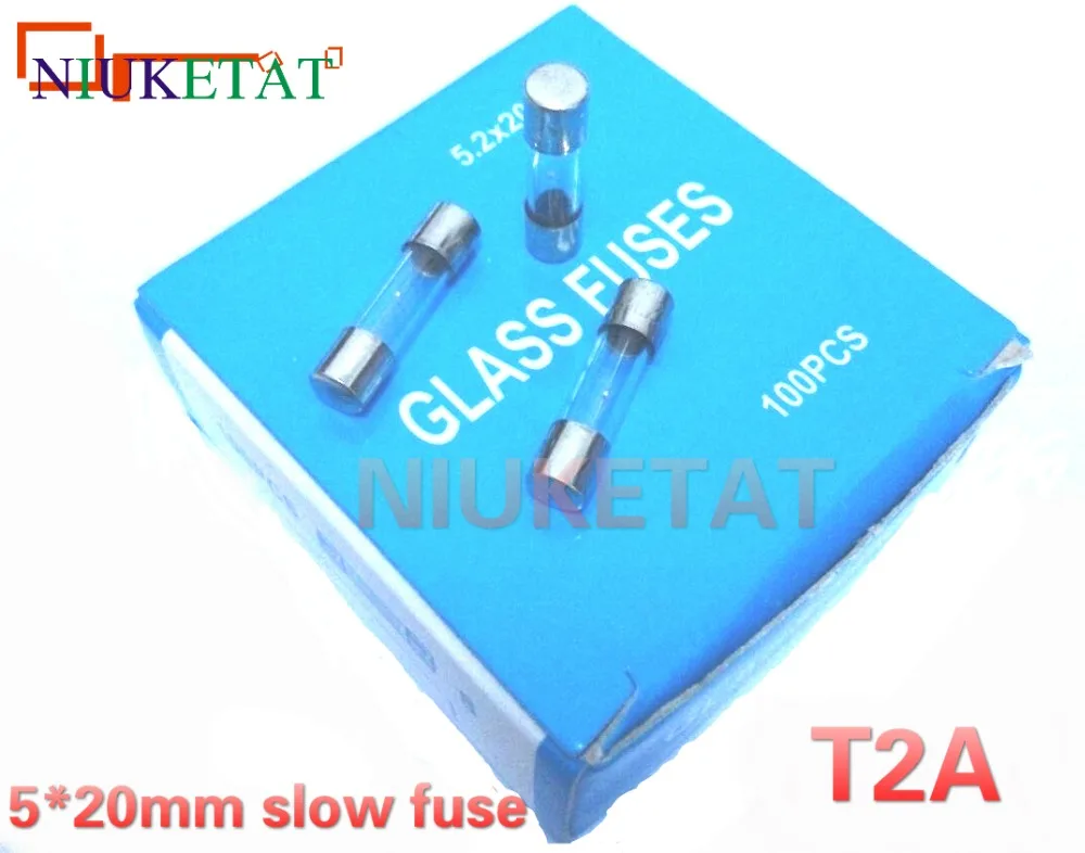 100pcs/box 5*20mm 2a 250v Slow Fuse 5*20 T2a 2000ma 250v Glass Fuse 5mm ...