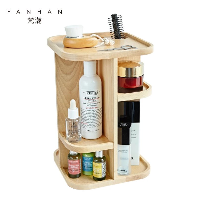 Wood 360 Degree Rotary Cosmetic Stand Holder Makeup Storage Rack ...