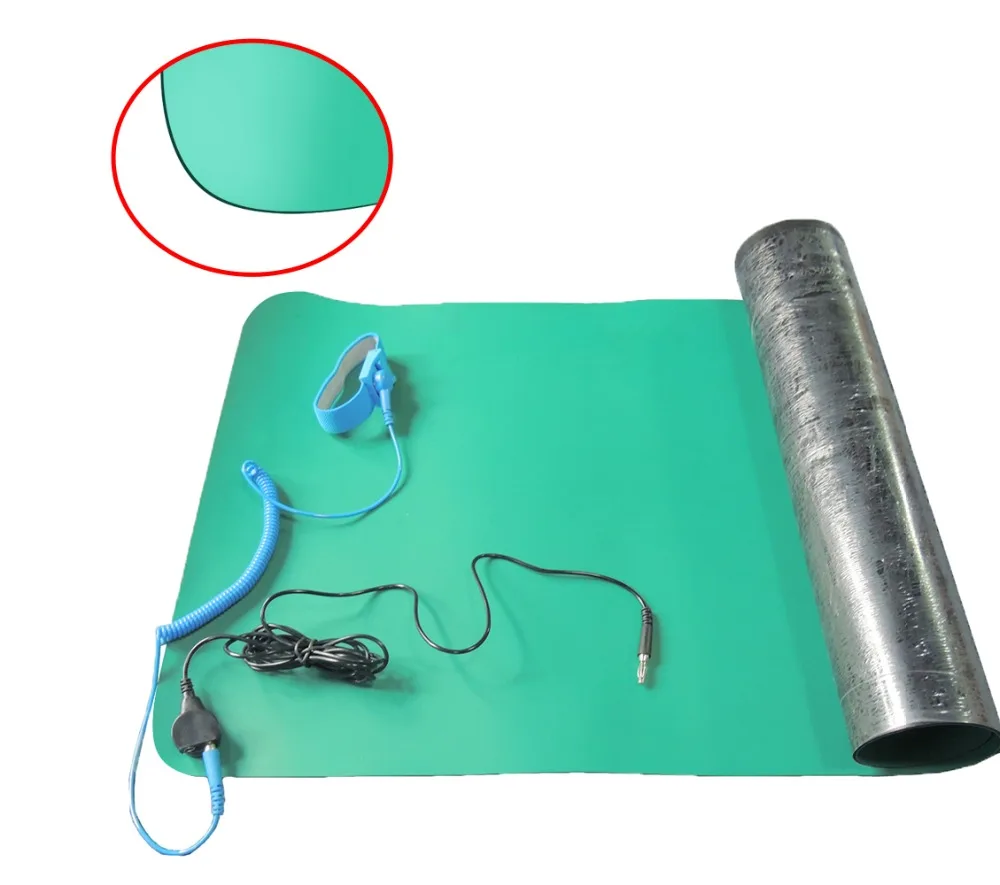 Green Antistatic ESD Bench Mat with Wrist Strap and ESD Glove UK EU USA ...