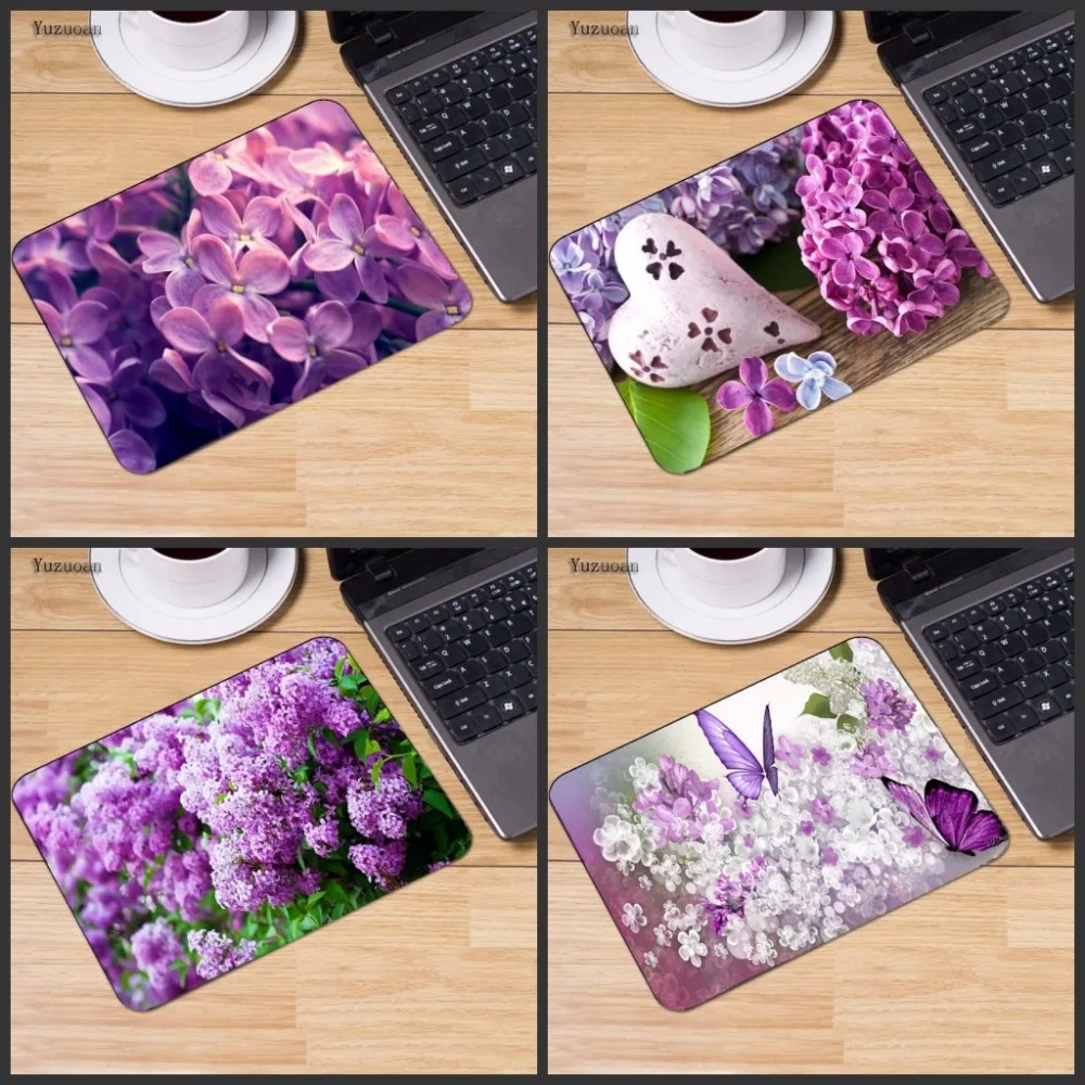 Yuzuoan Purple Lilac Flower Print Laptop Gaming Mouse Mat Small Size ...