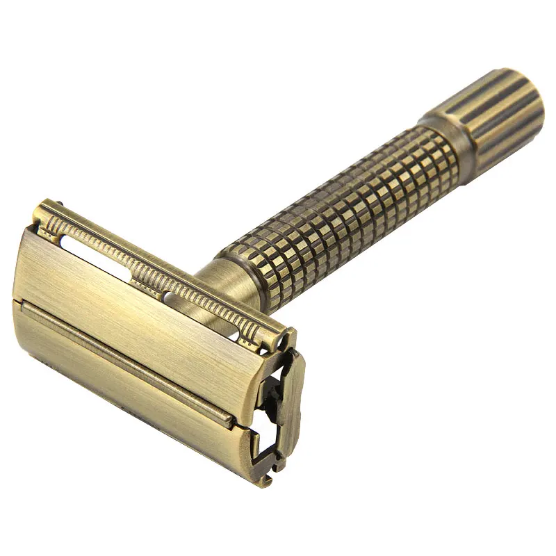WEISHI 1 Holder +10 Blades Brass Men Safety Razor Classic Butterfly ...