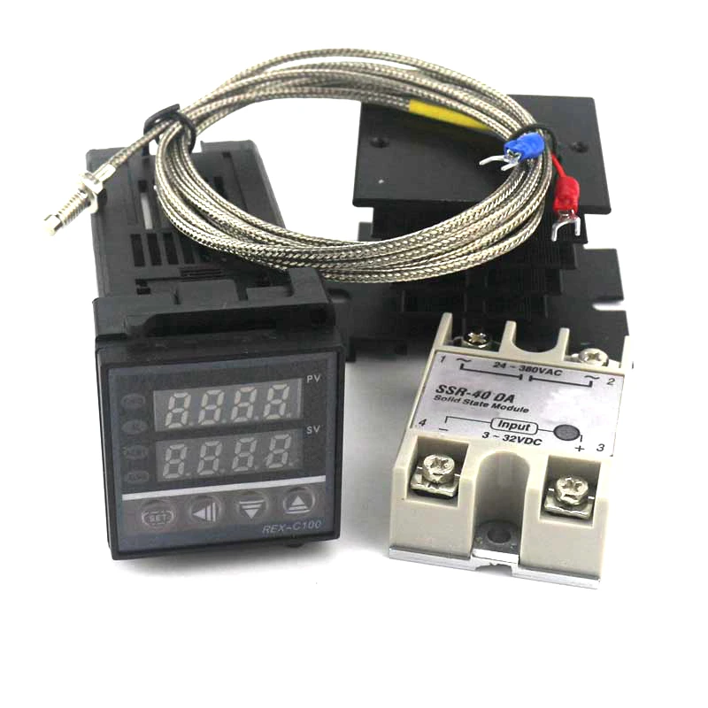 Dual Digital Pid Ssr Thermostat Regulator Temperature Controller Kit Rex C100 With Ssr 40da