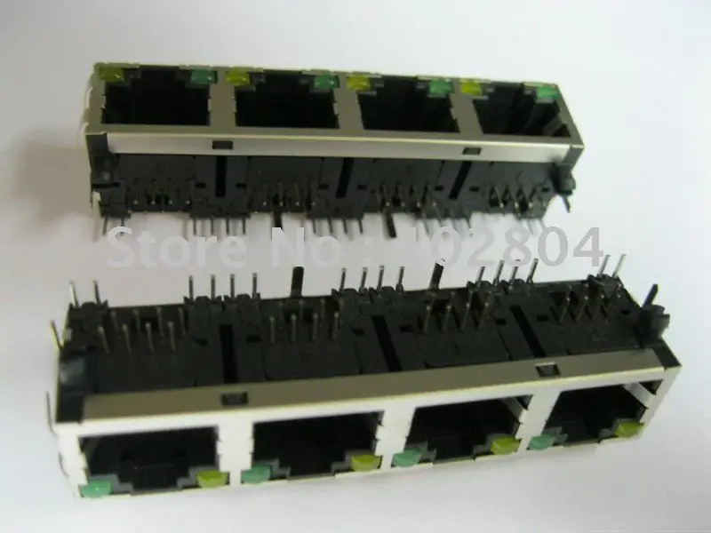 4 Ports RJ45 Modular Network PCB Jack 56 8P LAN Connector Shielded with ...