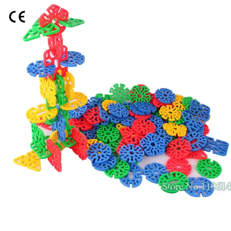 free shipping plastic kids geometry shape snowflake ABS building blocks ...