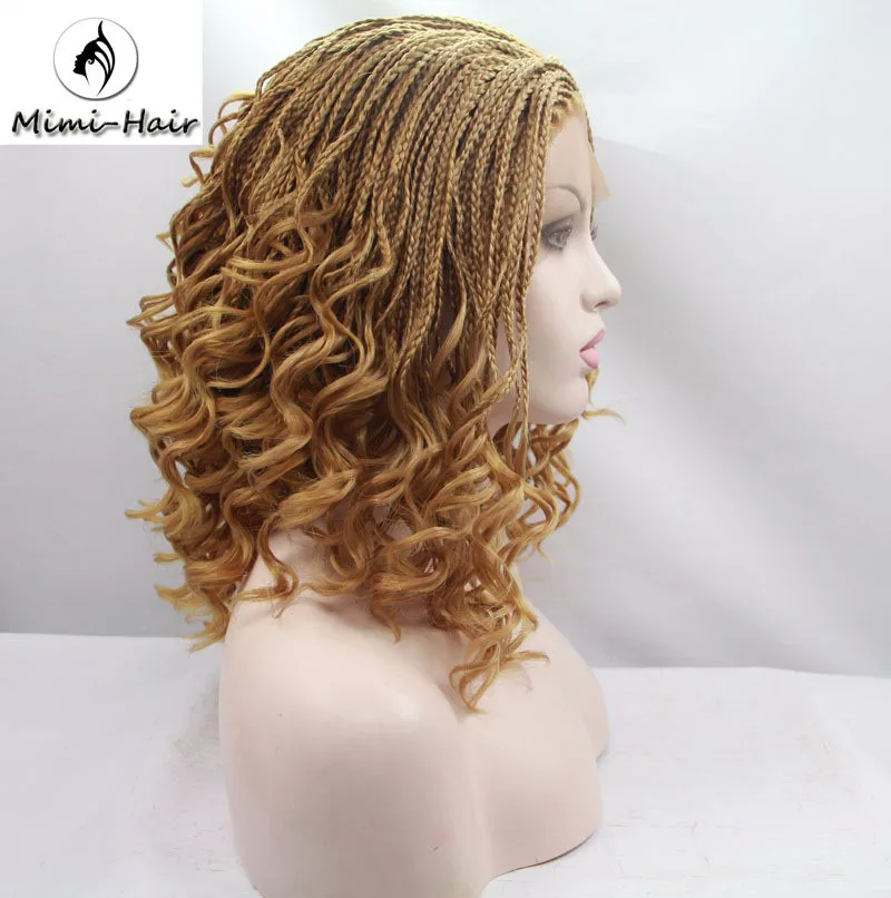 Free Shipping Blonde Braided Lace Front Wigs Quality Synthetic Lace