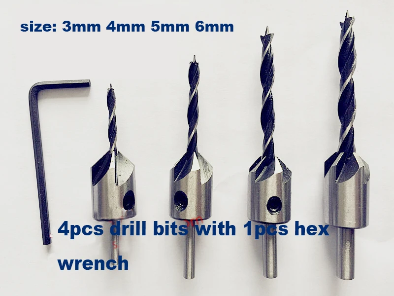 countersink drill bit 4pcs 3mm to 6mm countersunk drill bits ... countersink drill bit 4pcs 3mm to 6mm countersunk drill bits ...