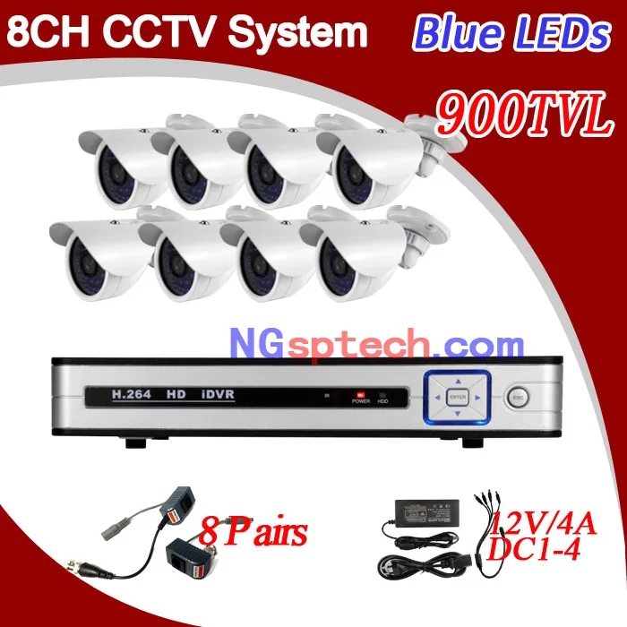 900TVL CCTV System 8ch DVR 8pcs 900TVL Outdoor IR Cameras 8ch DVR Kit ...