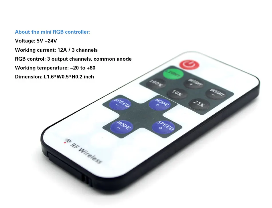 DC5-24V wireless mini led controller dimmer 11key RF remote control For ...