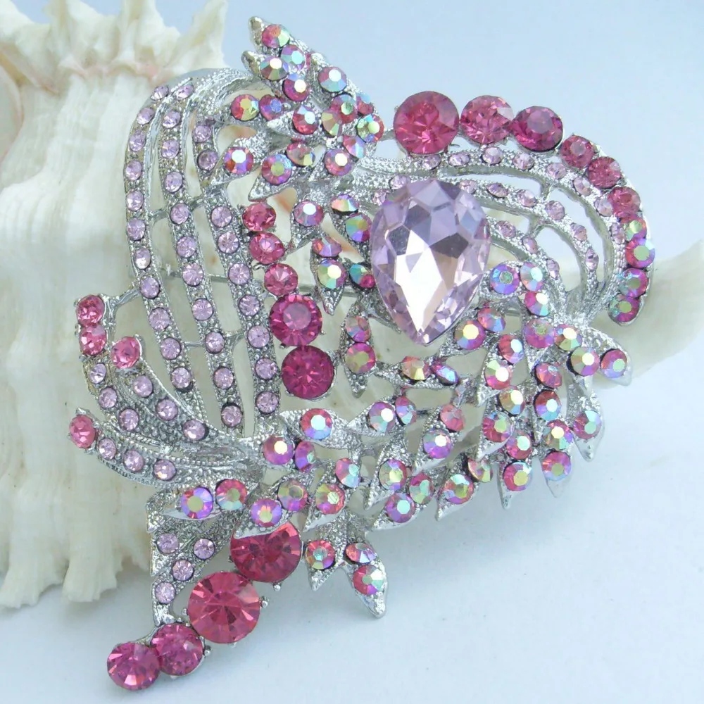 3 15 Pink Rhinestone Crystal Love Heart Brooch Pin Pendant Ee05652c10