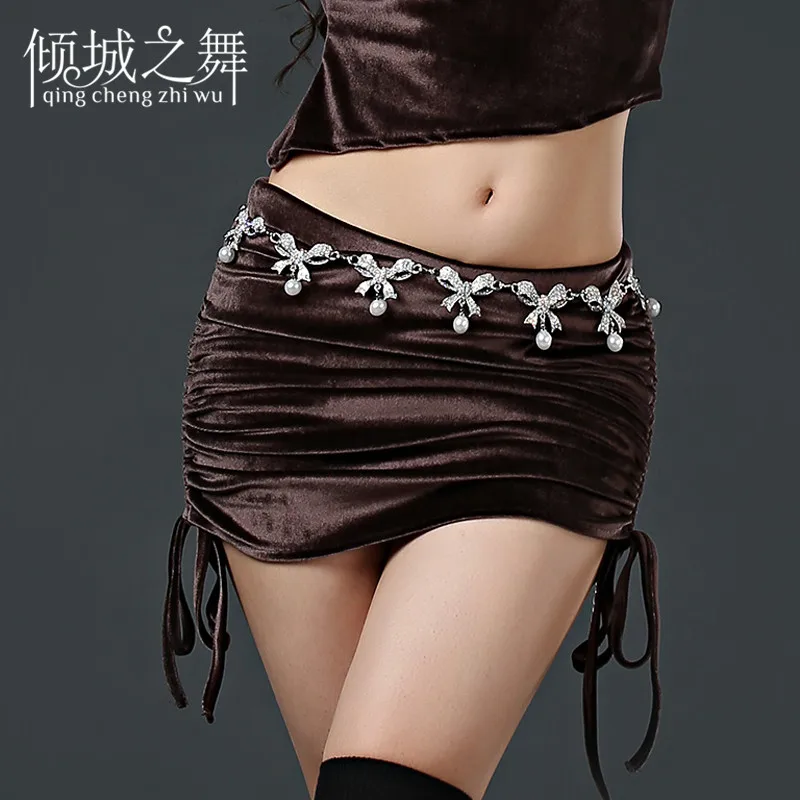 Belly Dance Waist Chain Rhinestone Drill Chain Bow Tie For Belly Dance