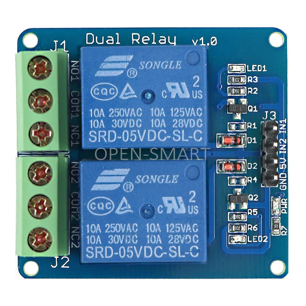 Módulo de relé duplo, 5v módulo de relé de dois canais, 2 ch, disparo de alto nível para arduino ...