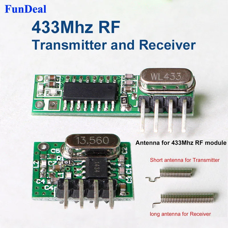 433 Mhz Superheterodyne Rf Receiver And Transmitter Module With 2antenna For Arduino Arm Avr Uno