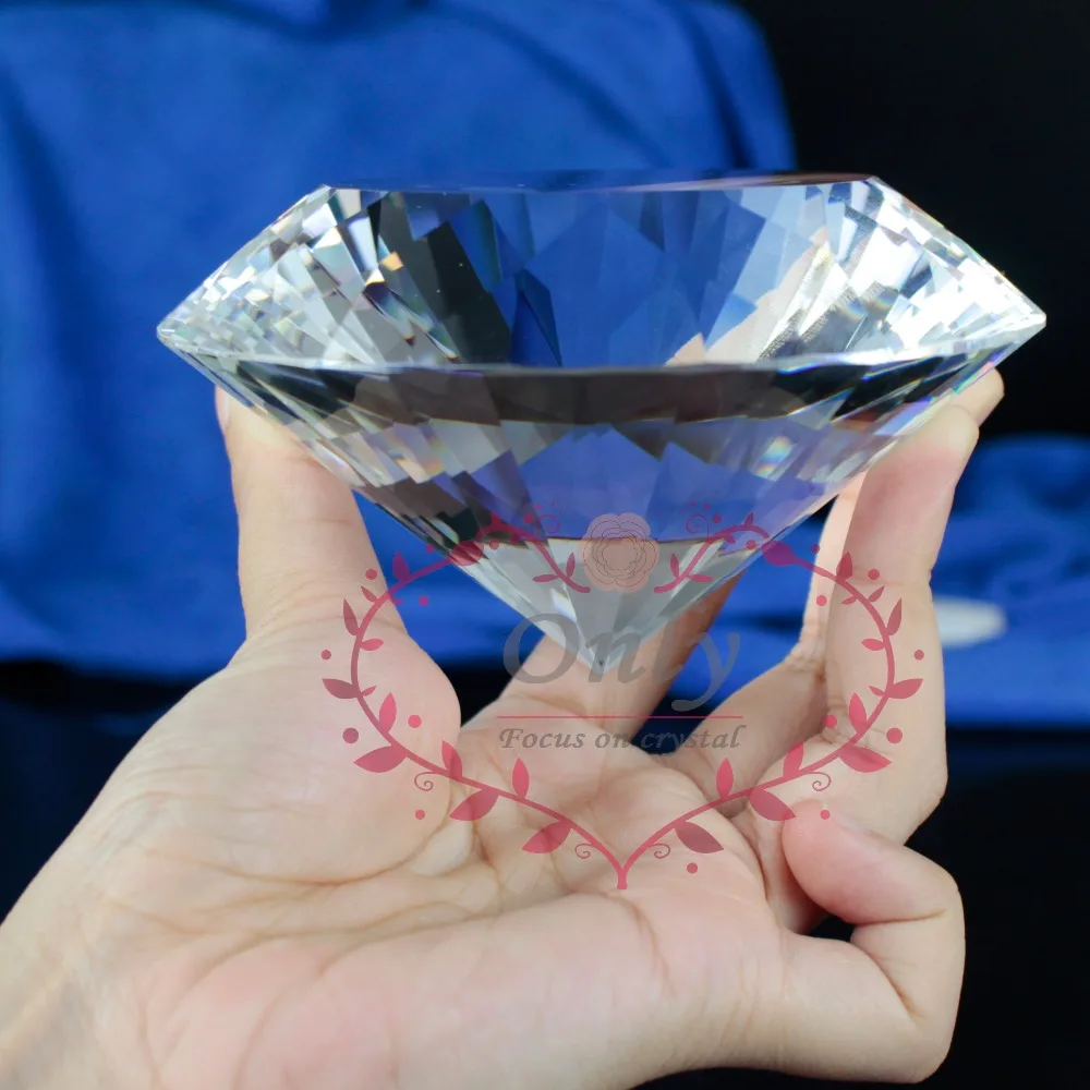 Big Size 100mm 4 inch Shinning Crystal Glass Facet Diamond Paperweight ...
