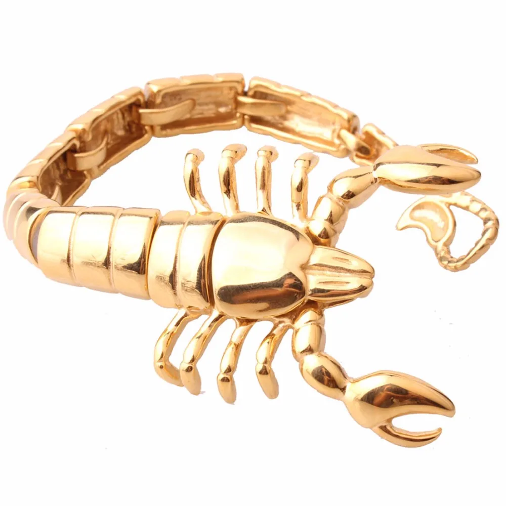 Gold Color Scorpion Bracelet Men's Cuff Jewelry Popular Stainless Steel ...