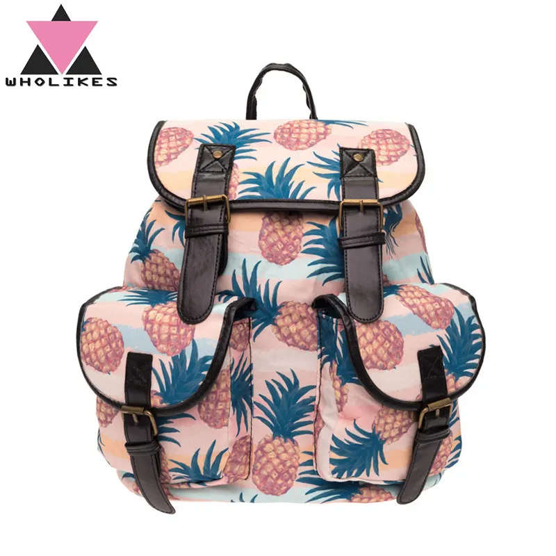 Wholikes Printed Fruit Teenagers Backpack Student Travel Double Pocket ...