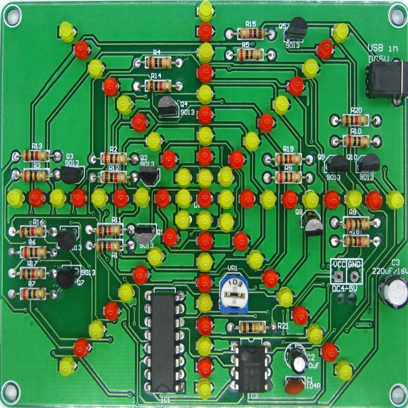 Electronic DIY Kit Flash Light Kits 73 LEDs Red Yellow Dual-Color ...