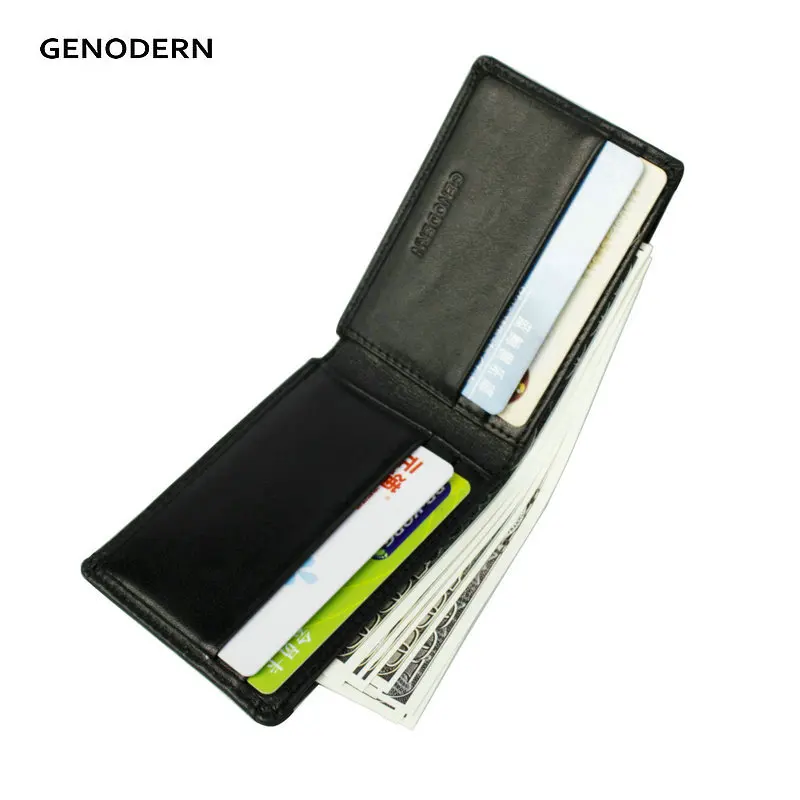 GENODERN Genuine Leather Men Wallets Male Mini Wallets Small Thin Male ...