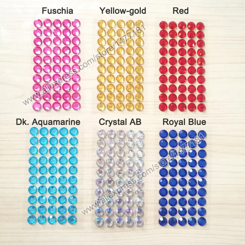 18 Stripes CraftbuddyUS 144 pcs 10mm Self Adhesive Faceted Round Gems ...
