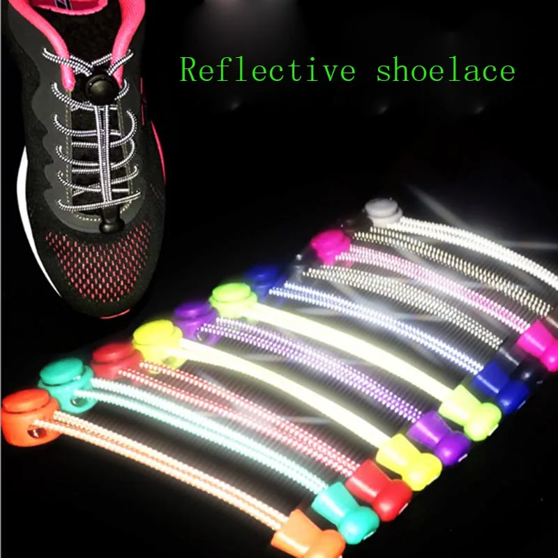 Reflective Shoelace Stretching Lock lace 7 colors a pair Of Locking ...