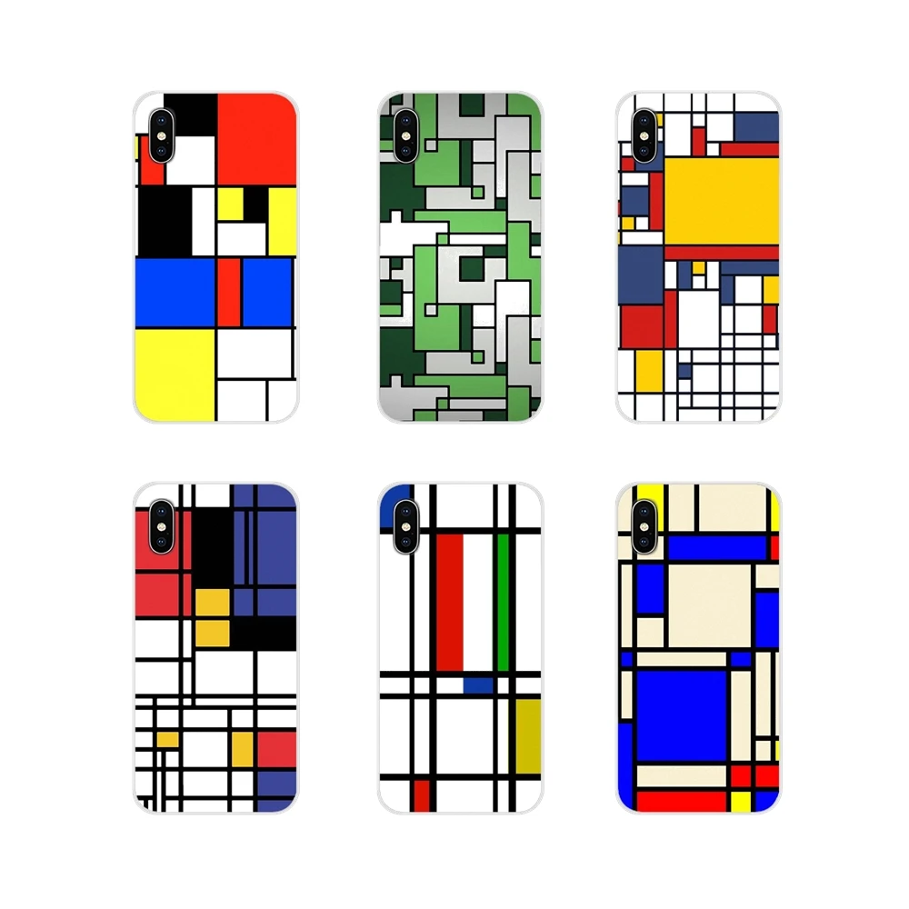 Mondrian mondrian arte Para Huawei P8 9 Lite Nova 3i 2i GR3 Y6 Pro Y7 Y8 Y9 Prime 2017 2018 2019 ...