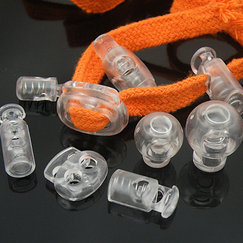 10pcs/lot Cord Lock Plastic Stopper Cord End Toggle Clip Transparent ...