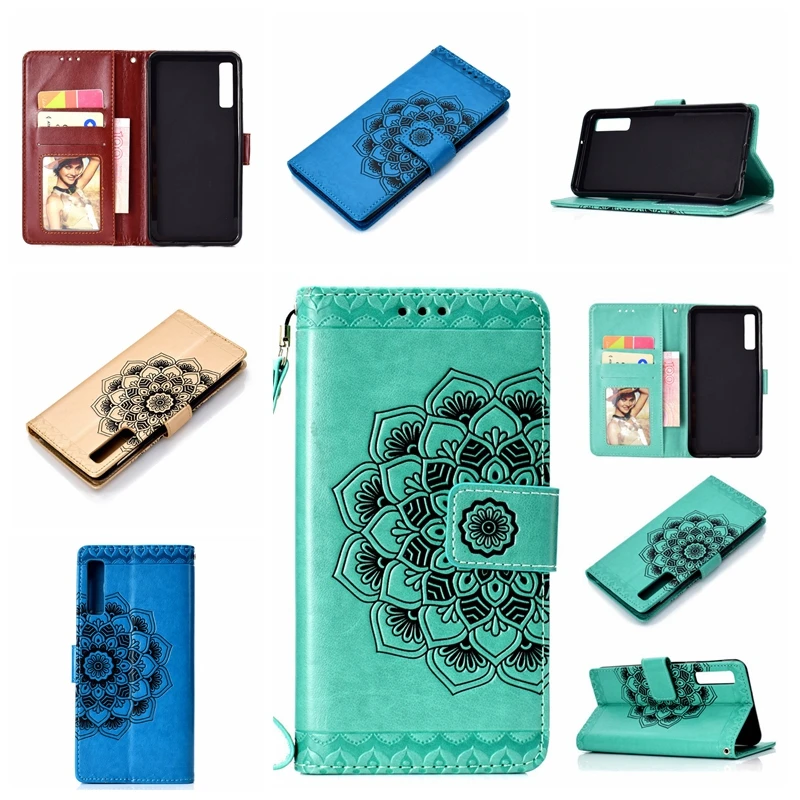 PU Leather Case For Samsung Galaxy A7 2018 Wallet Card Flip Pattern ...