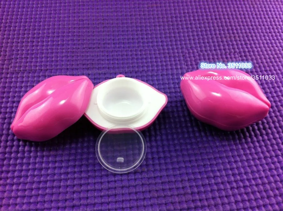 50pcs Pink Elegant Lip Shape Lip Balm Containers Cosmetic Cream Jar 10G ...