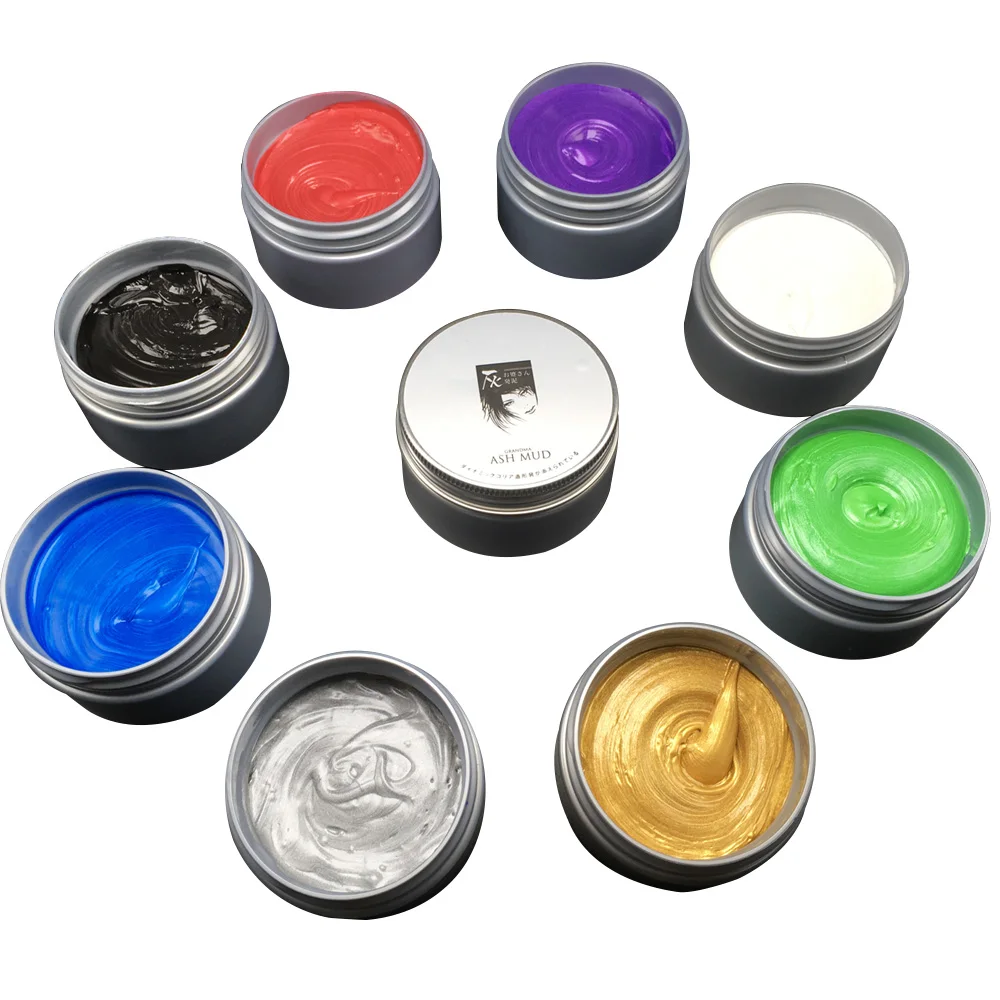 One Time Molding Paste Unisex Color Hair Styling Blue Burgundy Grandma Gray Hair Dye Wax Easy
