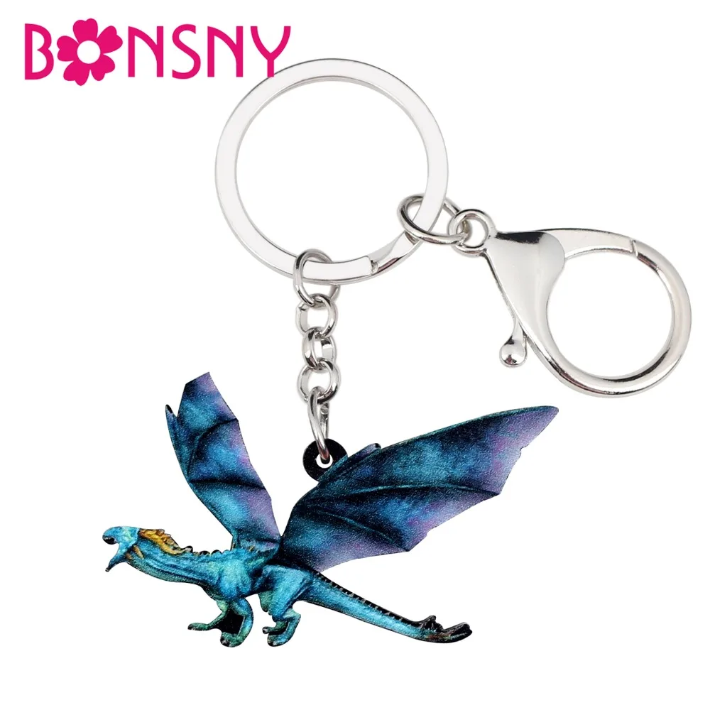 Bonsny Acrylic Halloween Flying Dragon Key Chains Keychains Ring Unique ...