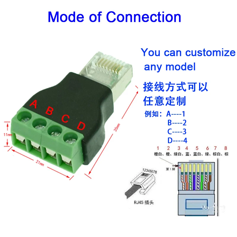 RJ45 ชาย 4 Pins สกรูอะแดปเตอร์ RS 485 RS 422 RS485 RS422 RJ45 RJ 45 ...