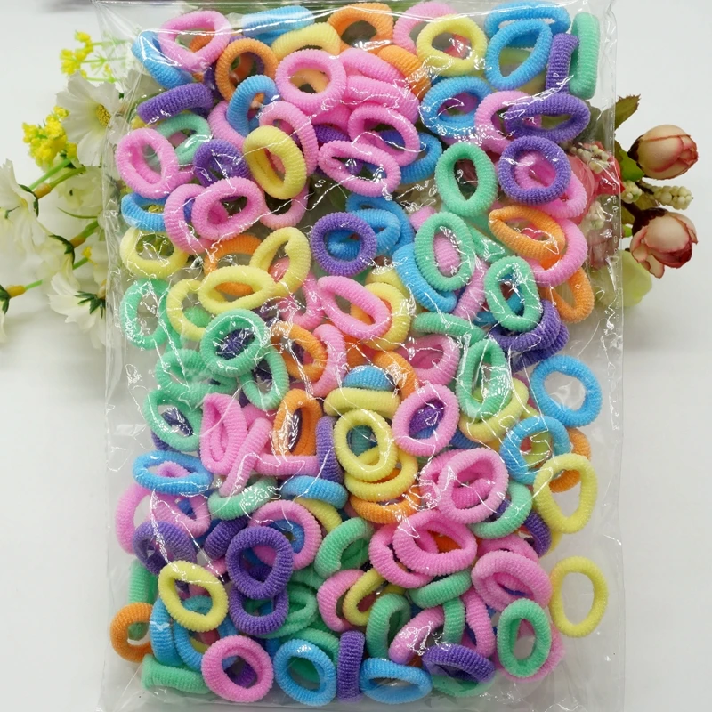 100Pcs Colorful Rubber Band Gum Hair Accessories Baby girls Hairbands ...
