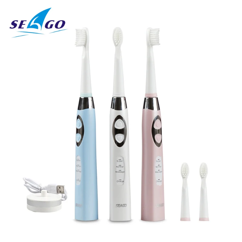 SEAGO Sonic Toothbrush Rechargeable Powered Electric Toothbrush for Adult Waterproof Electric ...